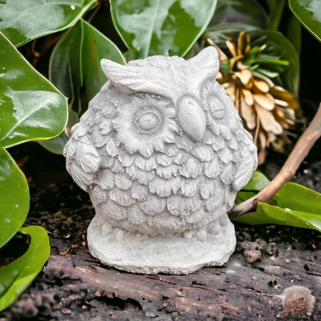 Owl Garden Statue Stone Bird Sculpture Backyard Decor Concrete - Etsy