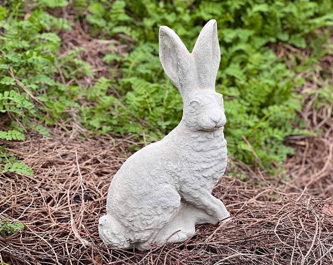 Rabbit Figurine Garden Statue Bunny Decor Ornament Outdoor - Etsy