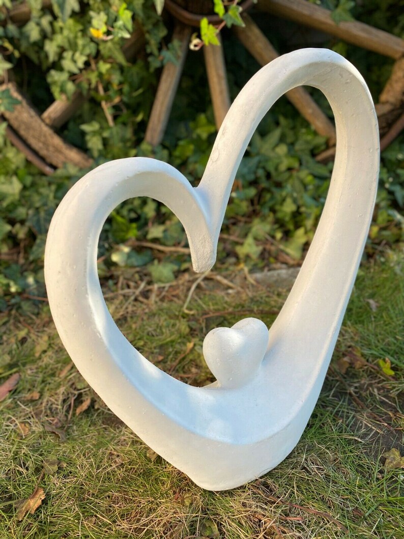 Outdoor Sculpture Heart Stone Garden Statue Backyard Decor - Etsy