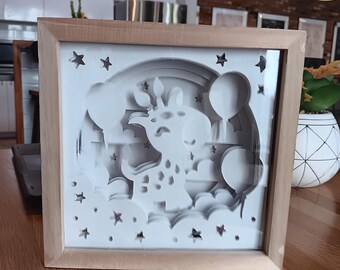 Giraffe Shadow Box SVG Template, Be Curious Layered Paper Cut Nursery ...