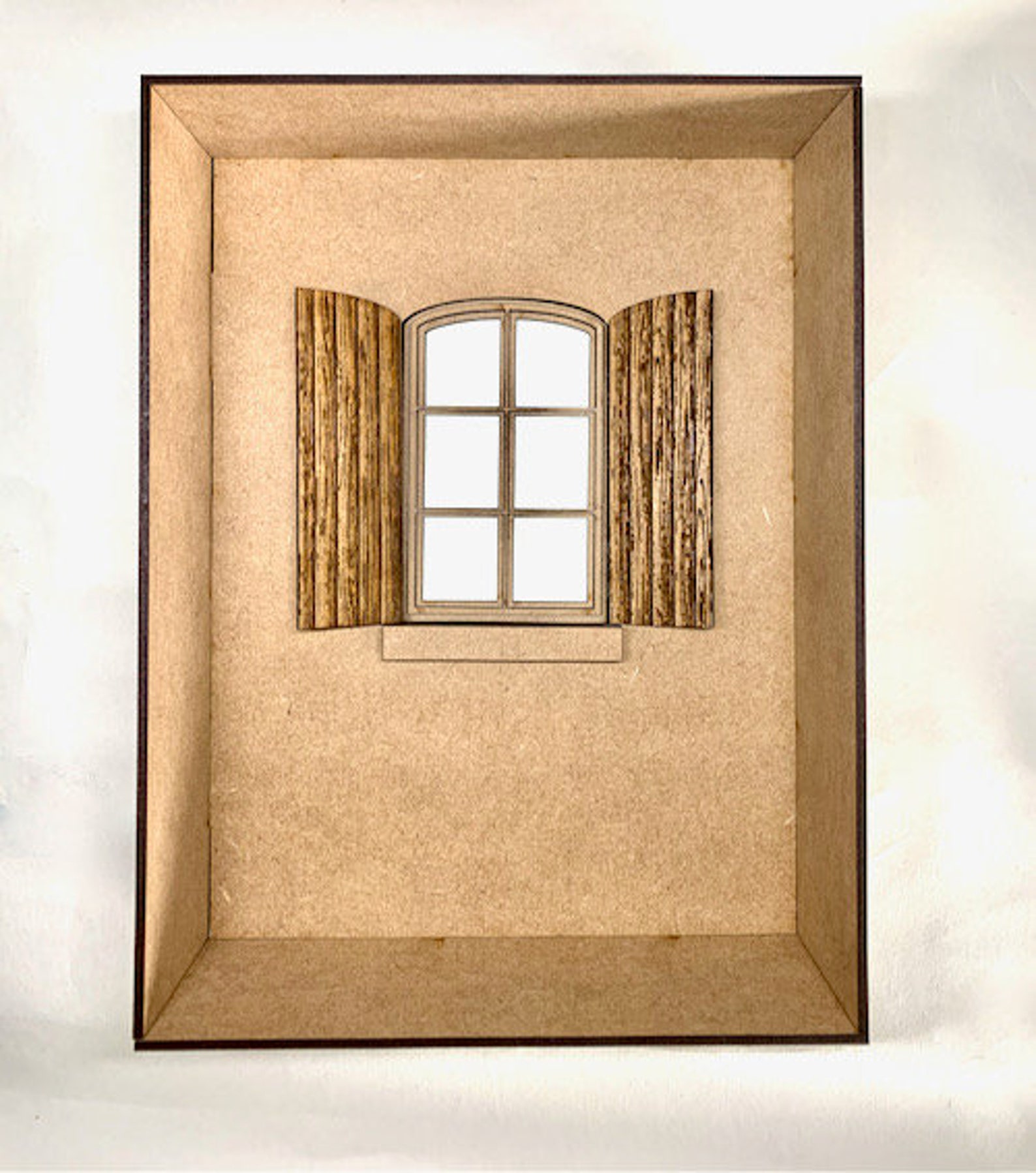 DIY Kit 1:12 Scale Shuttered Window Miniature Dolls House Room Box ...