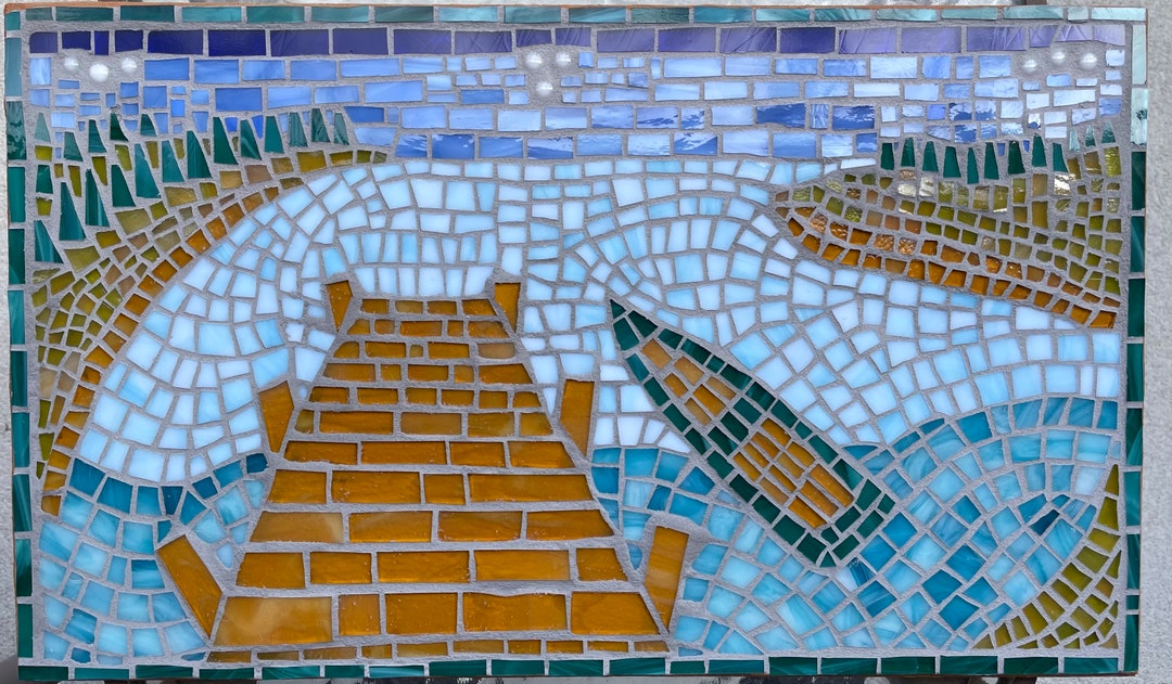 Stained Glass Mosaic Glass Art Lake Decor Boat Dock Shoreline - Etsy