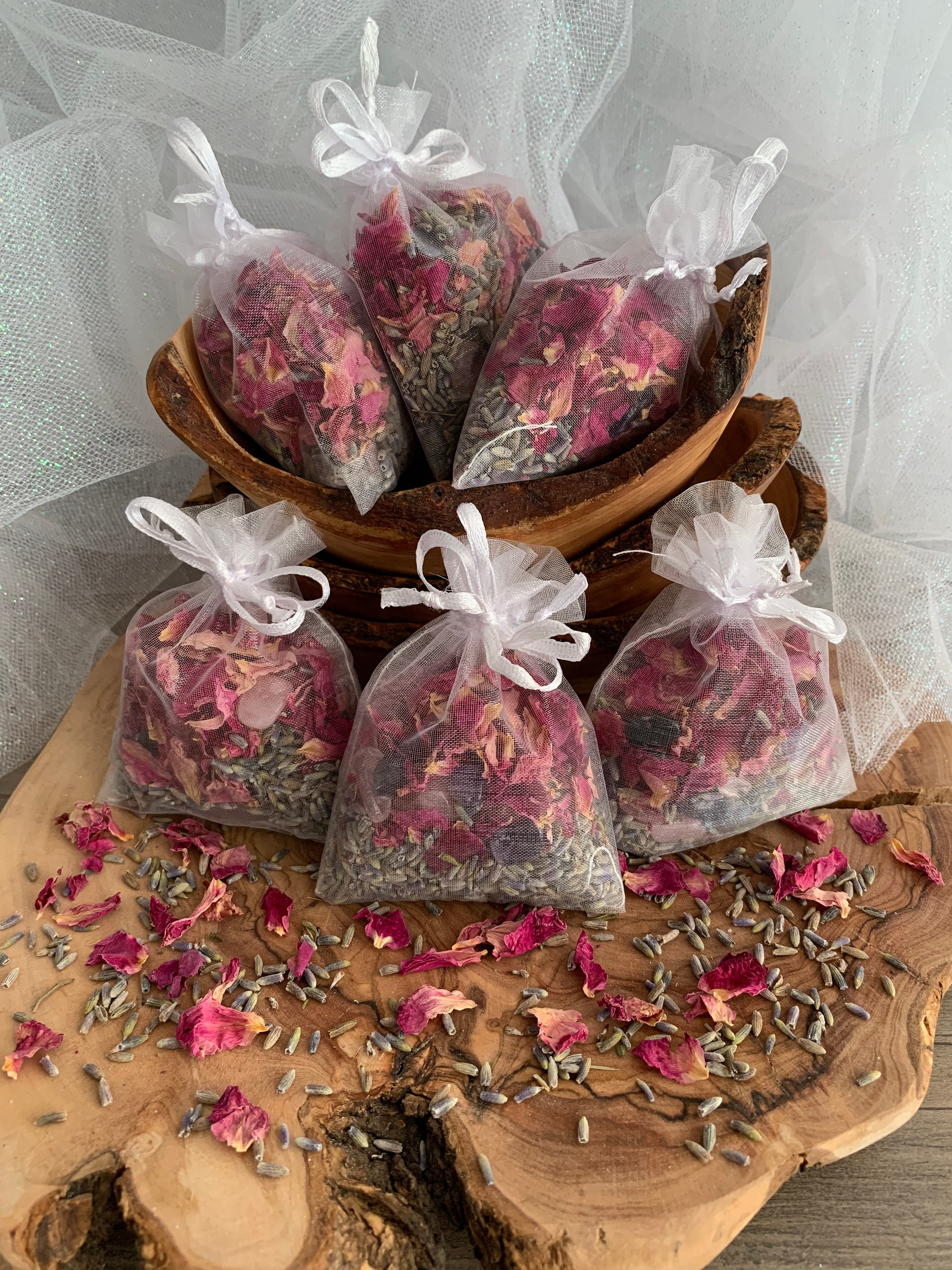 Lavender and Rose Sachet - Amethyst and Rose Quartz Crystals ...