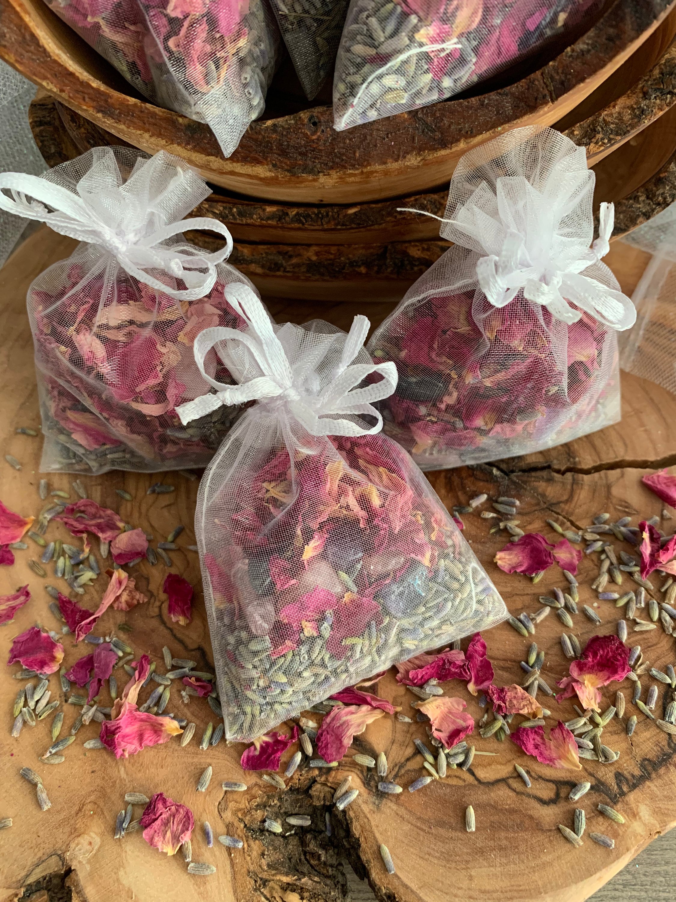 Lavender and Rose Sachet - Amethyst and Rose Quartz Crystals ...