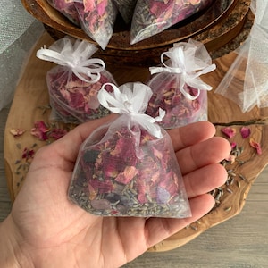Lavender and Rose Sachet - Amethyst and Rose Quartz Crystals ...