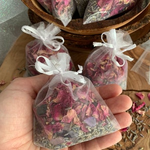 Lavender and Rose Sachet - Amethyst and Rose Quartz Crystals ...