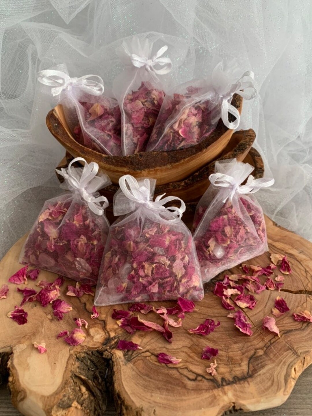 Rose Sachet With Rose Quartz Crystals Aromatherapy Crystal Herbal ...