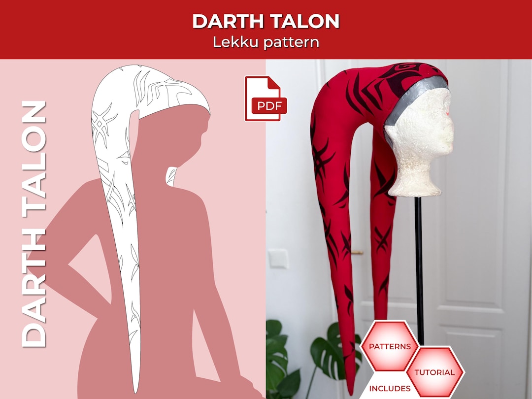 Darth Talon Sith Twi'lek Lekku Headpiece - PATTERNS & TUTORIAL - Etsy UK