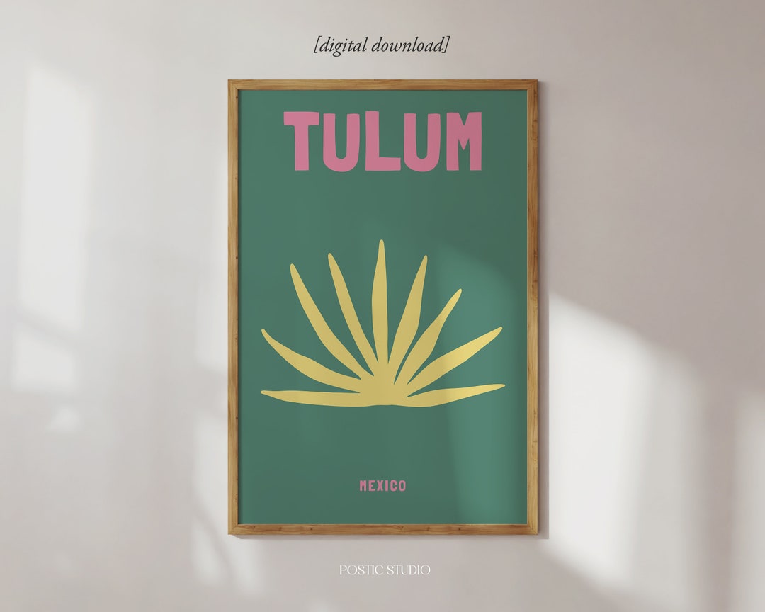 Famous Travel Places Tulum Mexico Print Trendy Preppy Room Decor Green ...