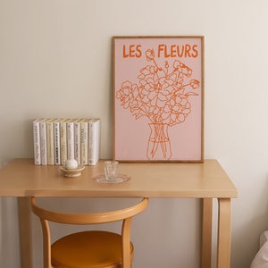 Hand Drawn Flower Vase Print - Retro Floral Poster - Abstract Botanical ...