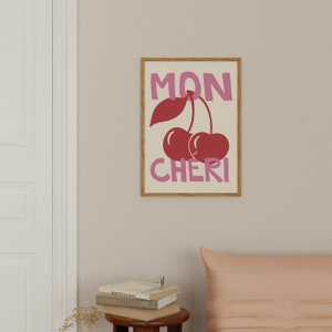 Mon Cheri Print - Hand Drawn Poster - French Ma Cherie - Dorm Room ...