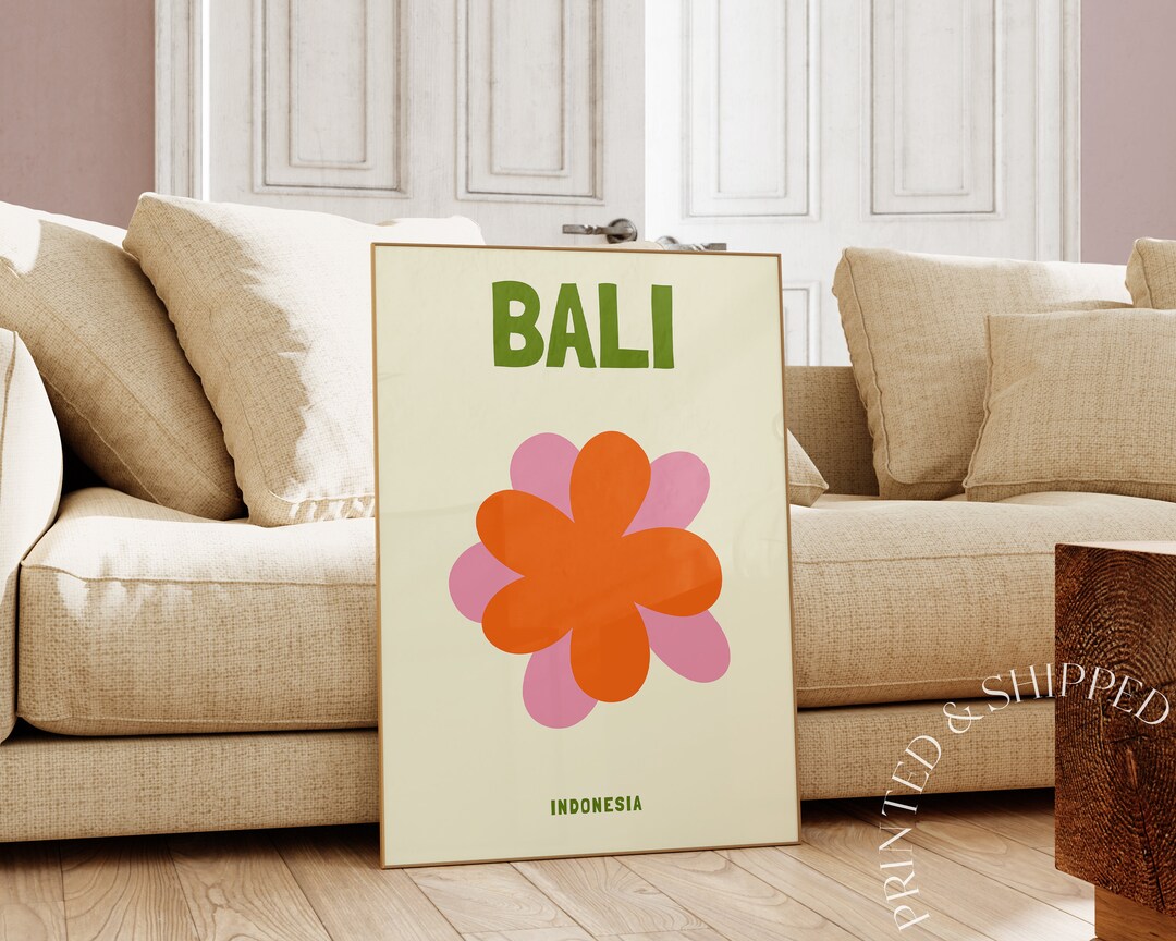Bali Print Famous Travel Place Print Trendy Poster Vibrant Preppy Room ...