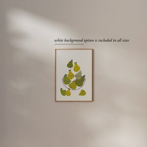 Kitchen Wall Art Fruit Print Pears in Bowl Hand Drawn Illustration ...