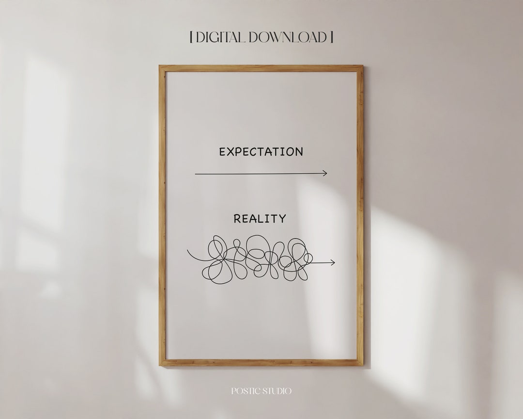 Expectation Vs Reality Wall Art Funny Home Office Print Well Being Self ...