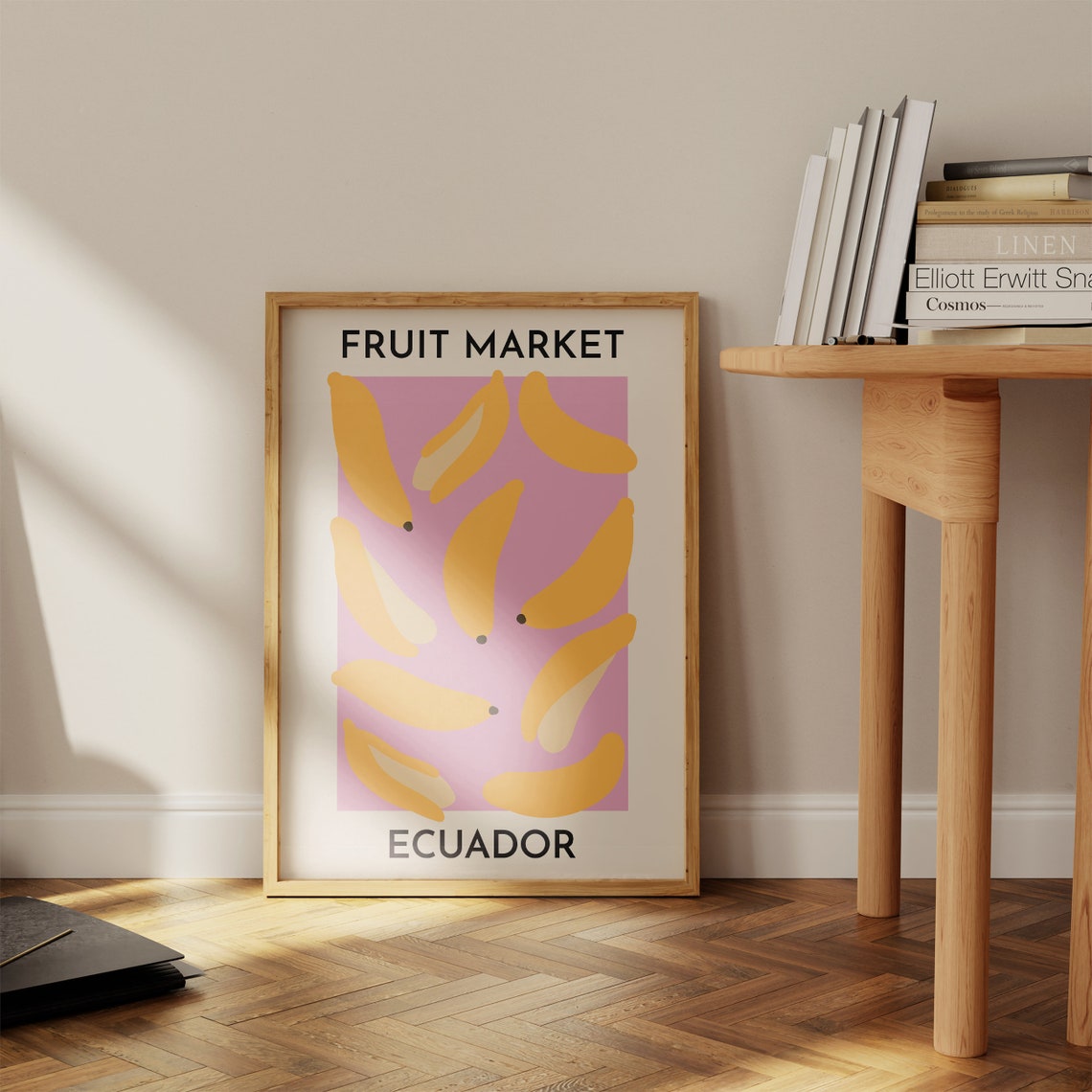 Fruit Market Print Bananas Ecuador Food Poster Pink Trendy - Etsy