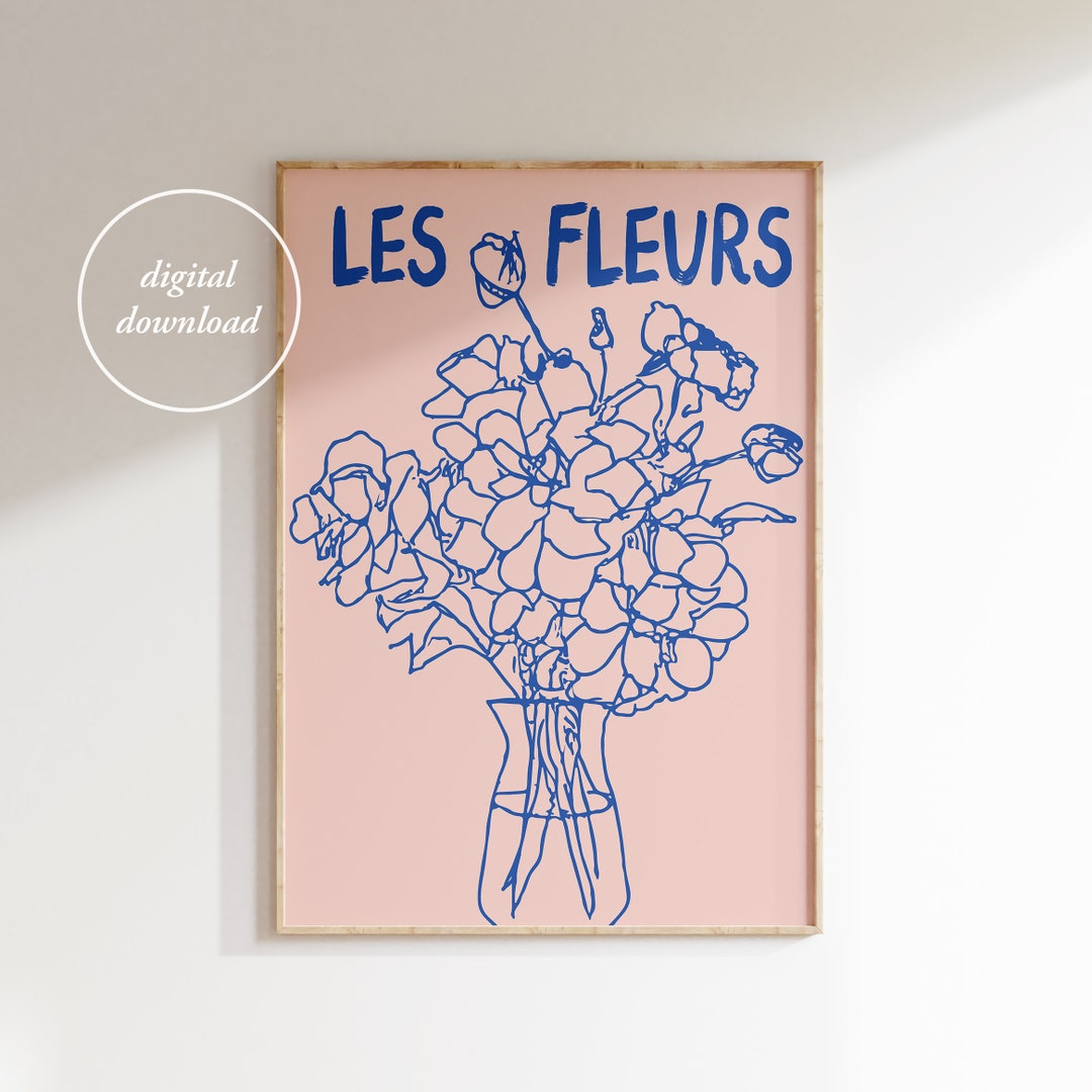 Hand Drawn Flower Vase Print Retro Floral Poster Abstract Botanical ...