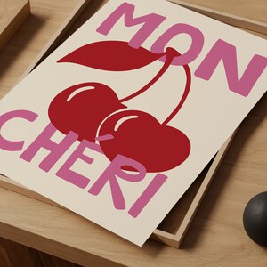 Mon Cheri Print - Hand Drawn Poster - French Ma Cherie - Dorm Room ...