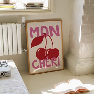 Mon Cheri Print - Hand Drawn Poster - French Ma Cherie - Dorm Room ...
