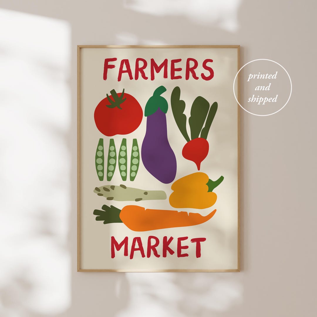Farmers Market Print - Hand Drawn Vegetables Print - Pop Art Food Print ...