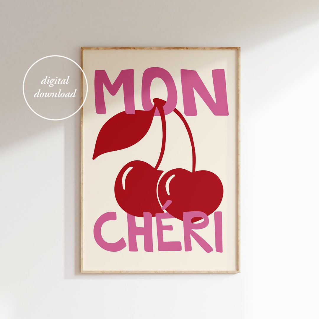 Mon Cheri Print - Hand Drawn Poster - French Ma Cherie - Dorm Room ...