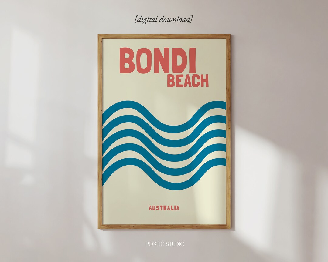 Famous Travel Places Bondi Beach Print Trendy Preppy Room Decor Green ...