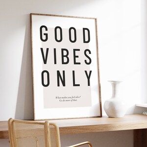Good Vibes Only Wall Art Minimalist Text Print Good Vibes Only Sign ...