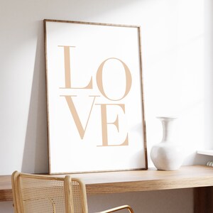 Love Wall Art Minimalist Neutral Love Word Print Love Typography Poster ...