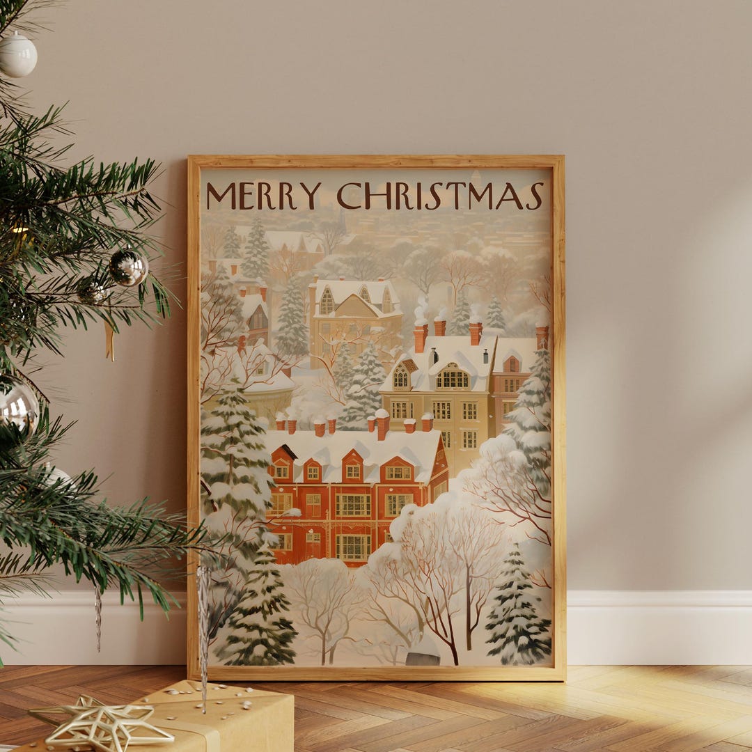 Christmas Print Retro Christmas Wall Art Vintage Christmas Wall Decor ...