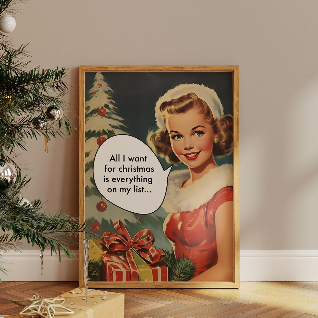 Funny Christmas Print Retro Christmas Wall Art Vintage Christmas Poster ...