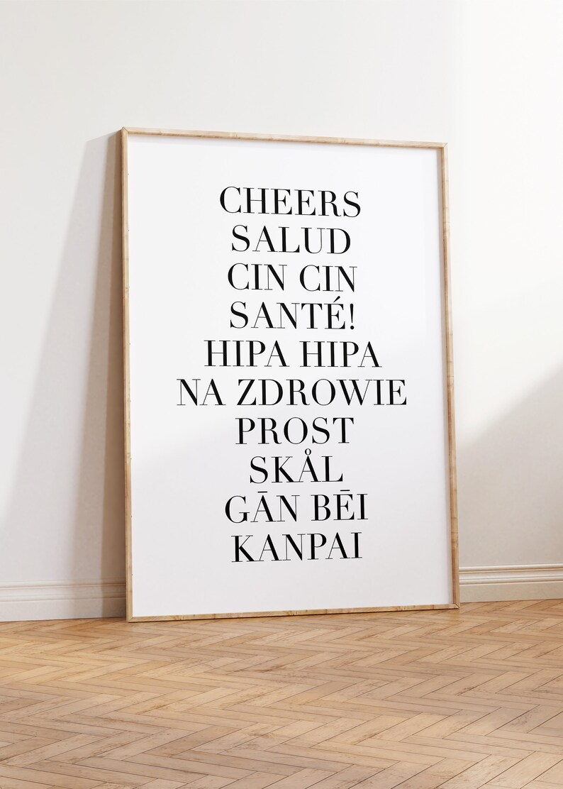 Cheers Print Cheers in Different Languages Wall Art Bar Cart - Etsy