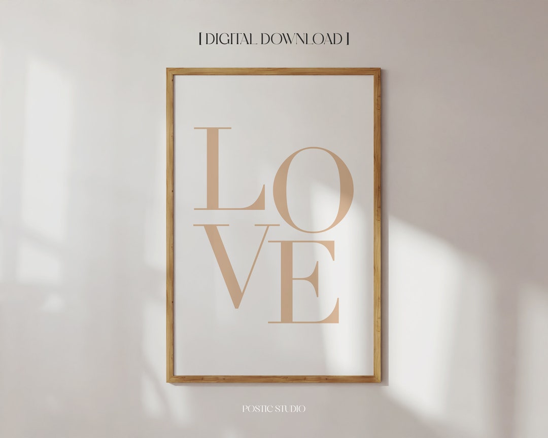 Love Wall Art Minimalist Neutral Love Word Print Love Typography Poster ...