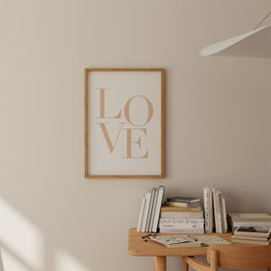 Love Wall Art Minimalist Neutral Love Word Print Love Typography Poster ...