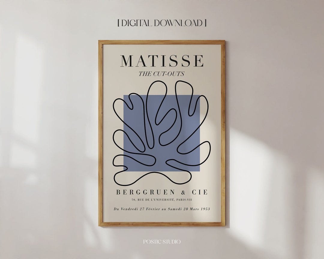 Henri Matisse Abstract Leaf Wall Art Papiers Decoupes Blue Pastel ...