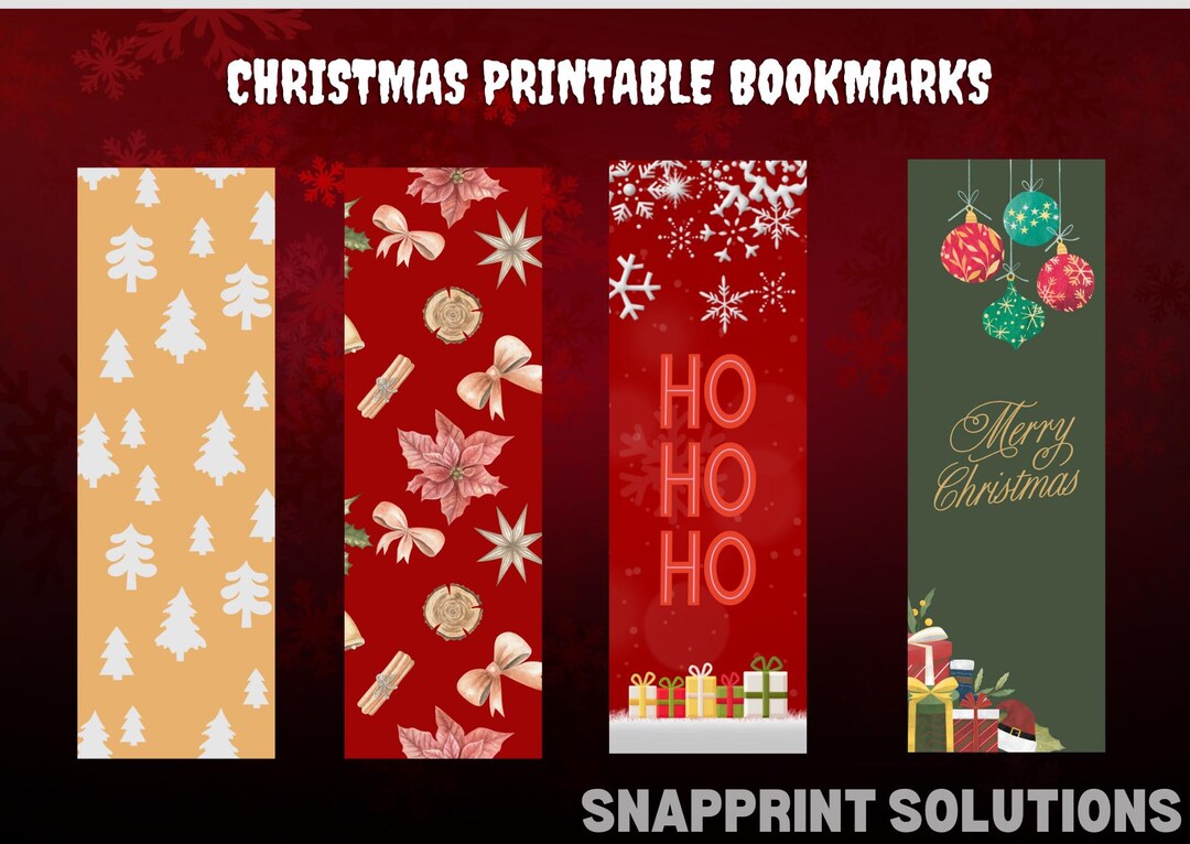 Christmas Themed Printable Bookmarks | Digital Printable for Readers - Etsy