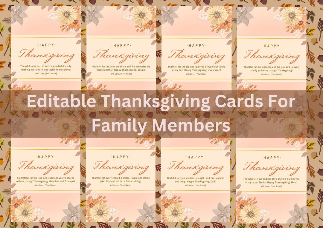 Editable Thanksgiving Thank You Card for Family Members | Happy ...