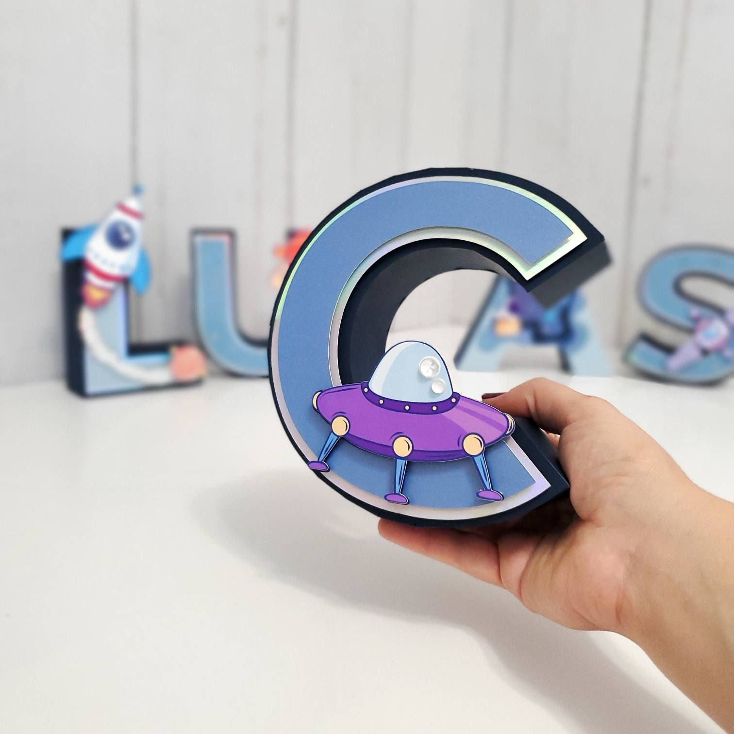 Outer Space 3D Letters Astronaut Birthday Spaceship Party | Etsy