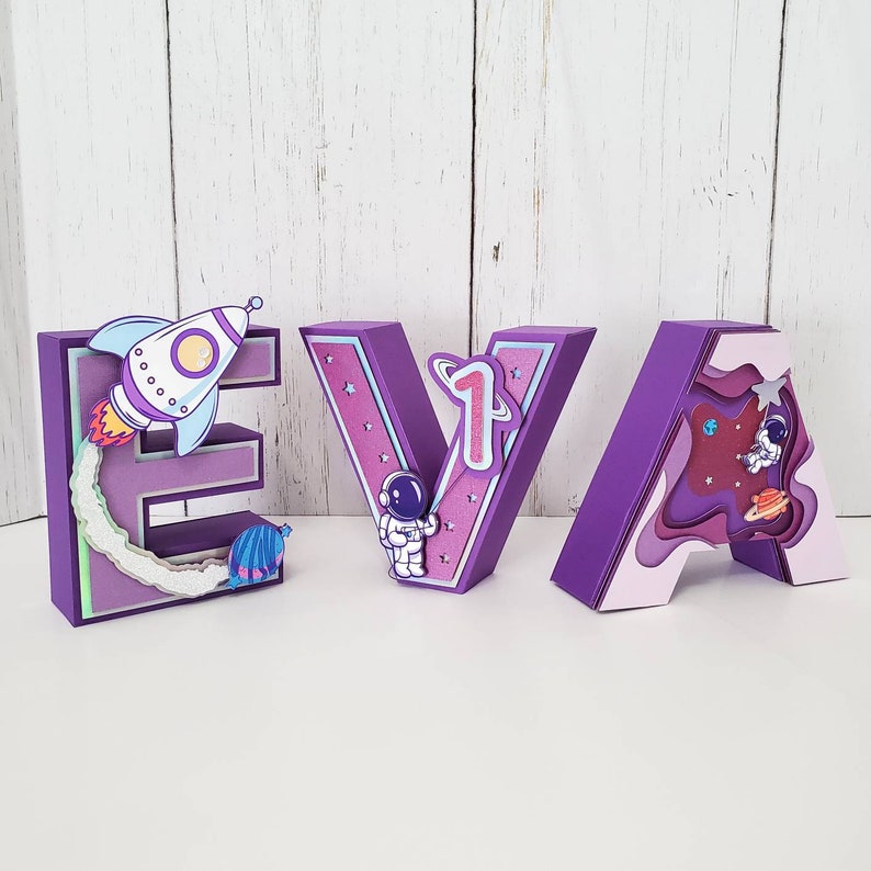 Outer Space 3D Letters Astronaut Birthday Spaceship Party - Etsy