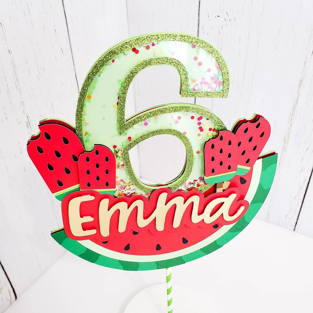 Shaker Watermelon Cake Topper: Birthday Girl Party Decor - Etsy