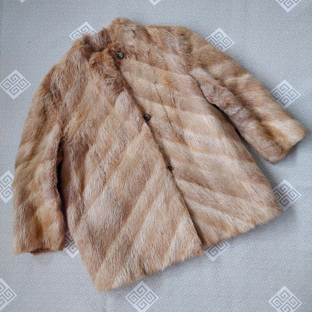 Vintage Fur Coat - Beige Fur Topcoat - Natural Nutria Fur - Winter ...