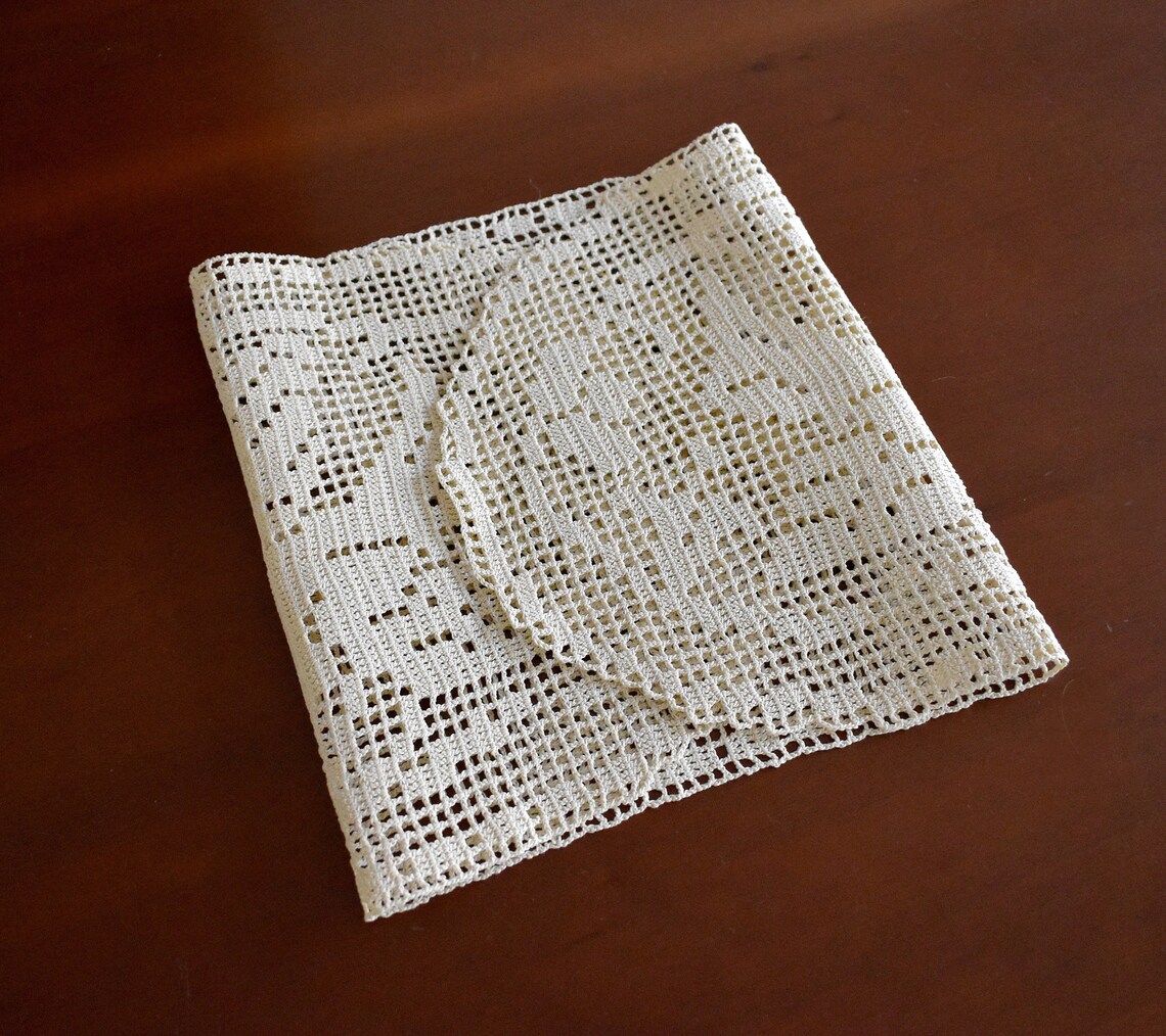 Vintage Crochet Doily Handmade Beige Oblong Doily Cotton - Etsy