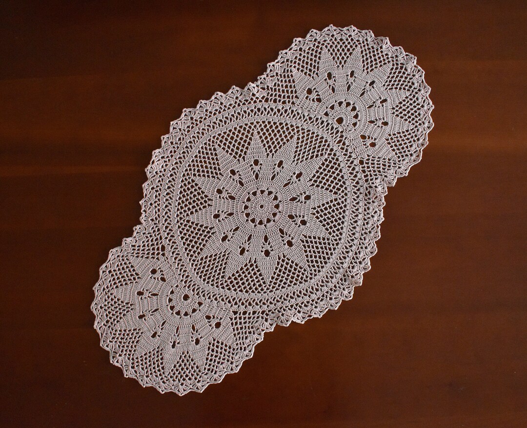 Vintage Table Runner - Long Crochet Doily - Cotton Table Runner - Table ...