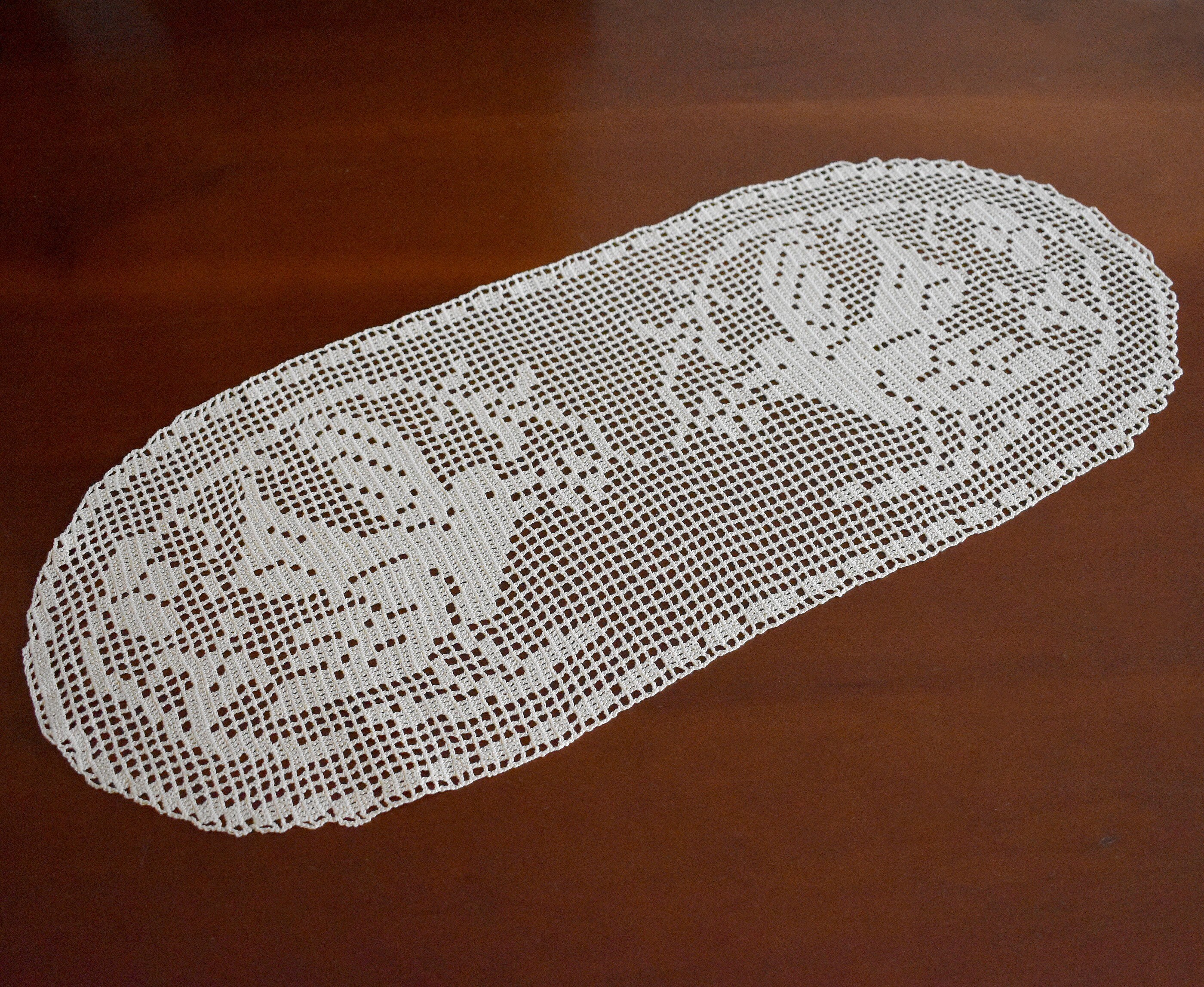 Vintage Crochet Doily Handmade Beige Oblong Doily Cotton - Etsy