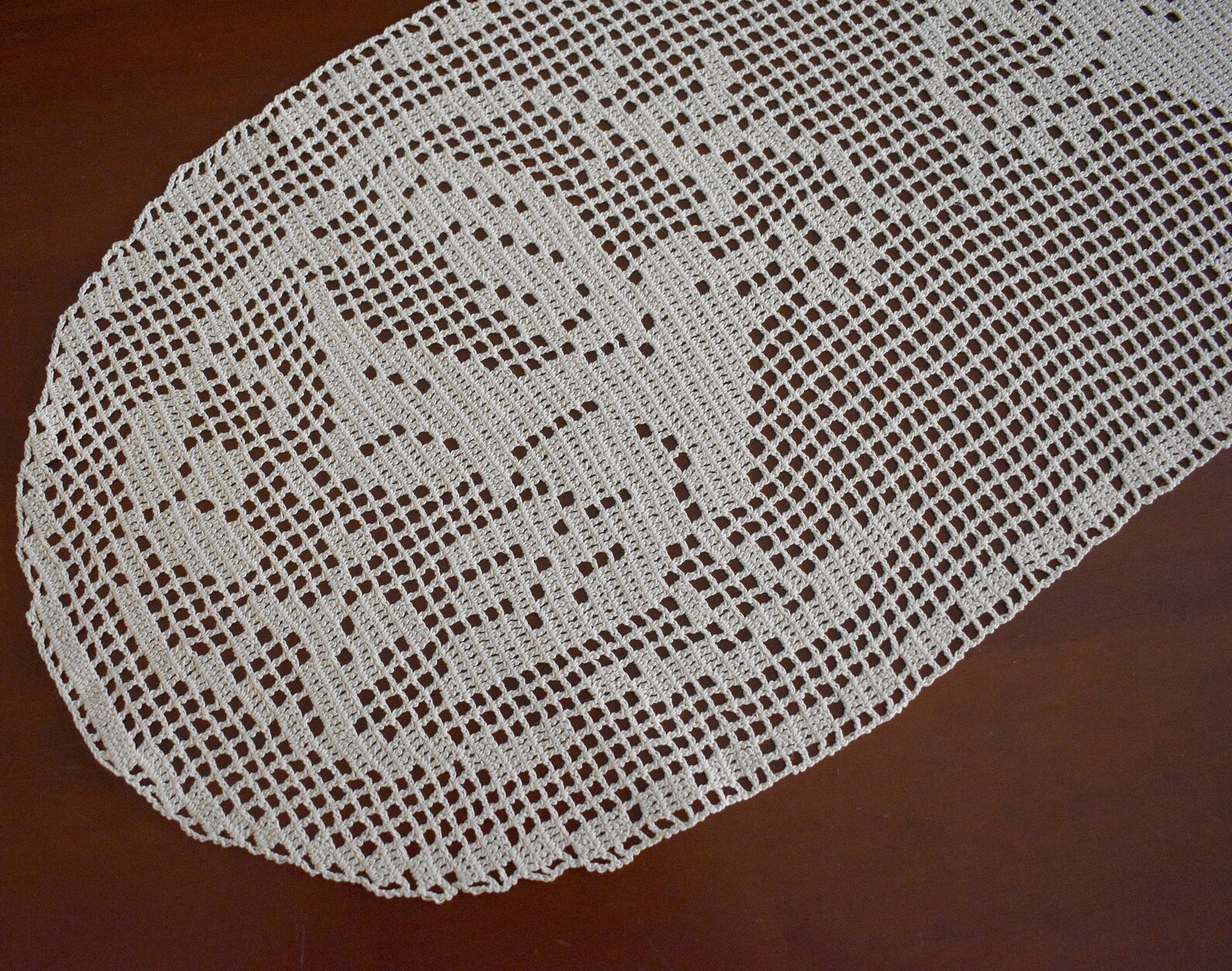 Vintage Crochet Doily Handmade Beige Oblong Doily Cotton - Etsy