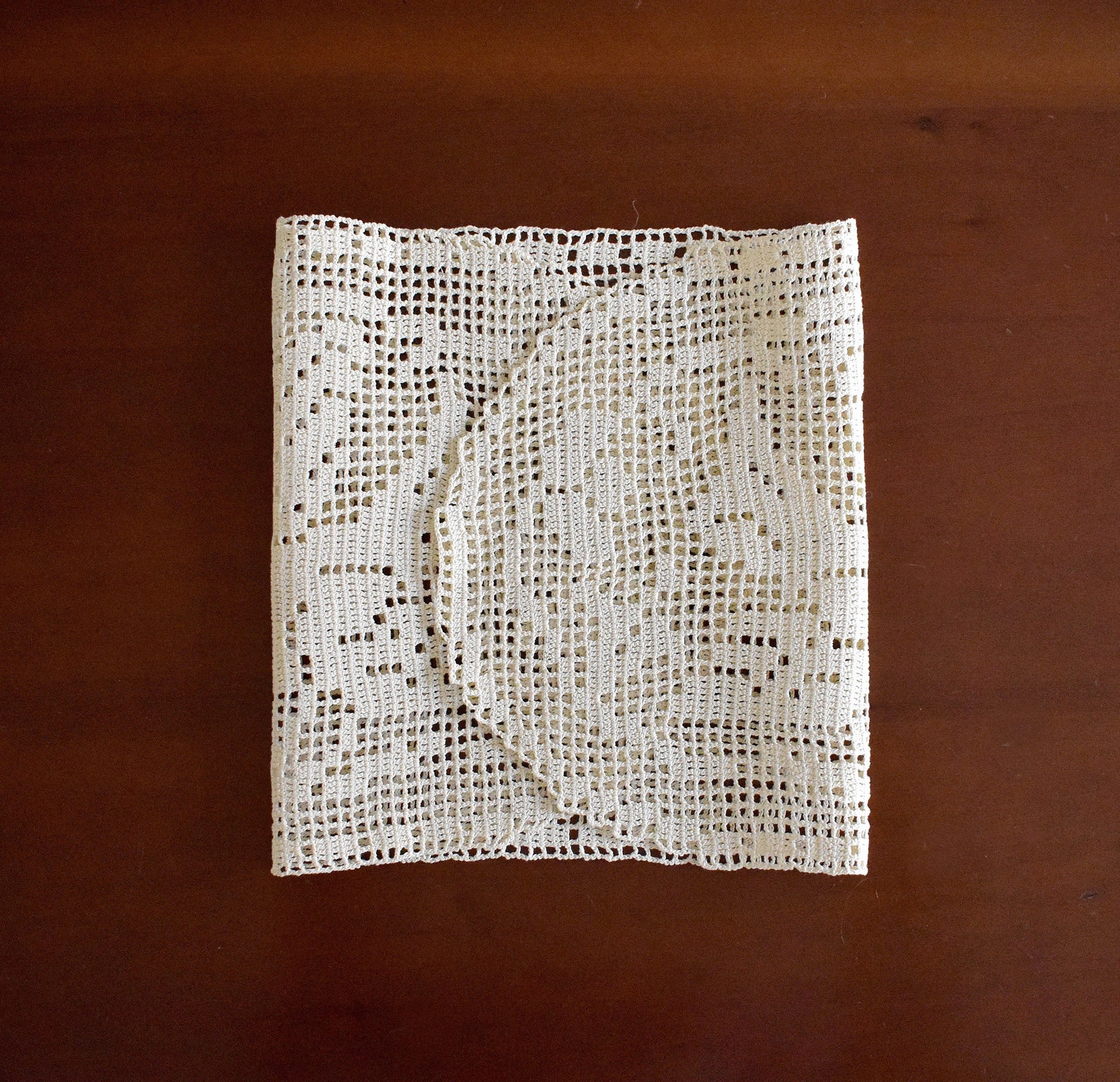 Vintage Crochet Doily Handmade Beige Oblong Doily Cotton - Etsy