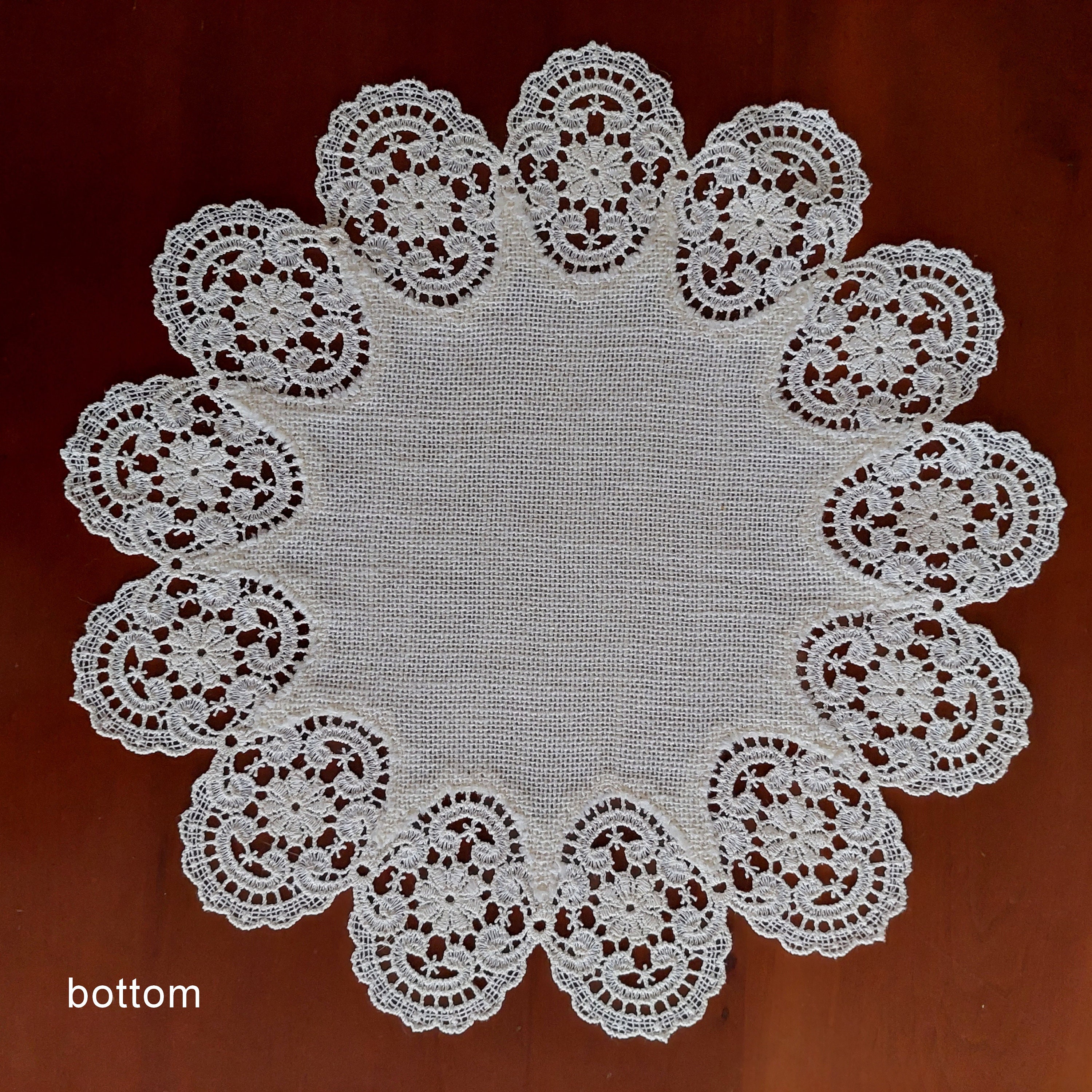 Vintage Doily Round Ecru Doily Fabric Pad With Guipure Lace Doily Like ...