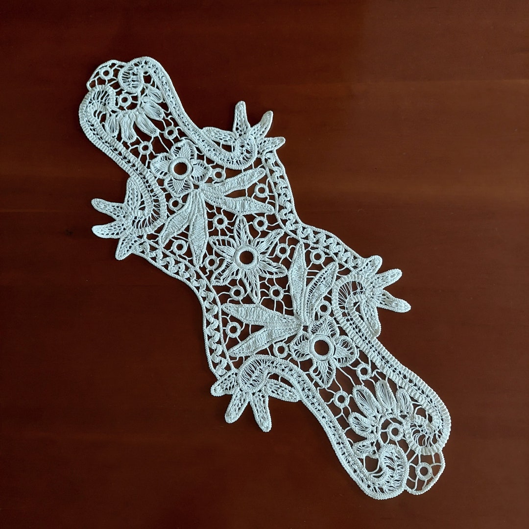 Antique Needle Lace Doily: Ecru Cotton Oblong Table Decoration - Etsy