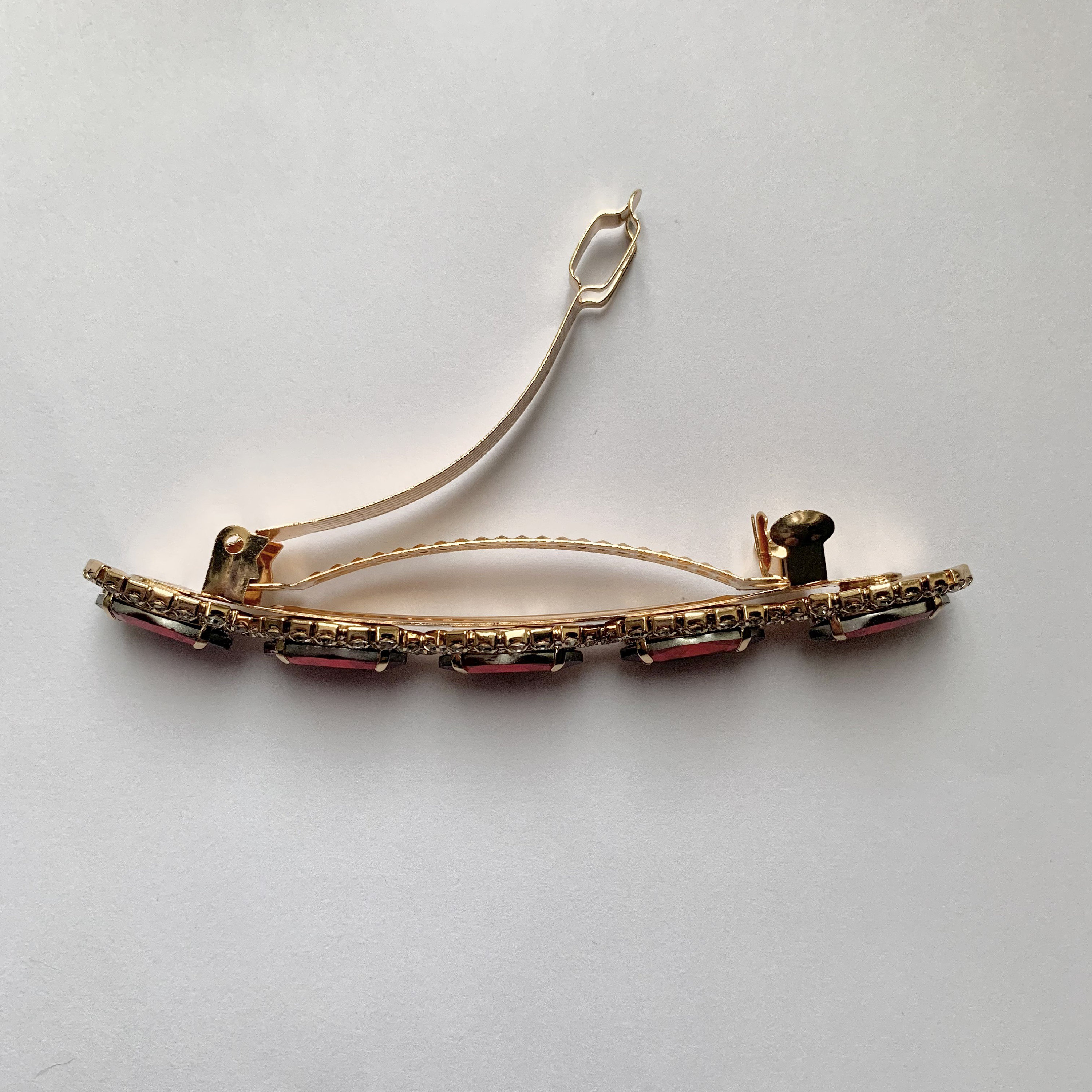 Ruby Red Crystal Clips Bright Red and Gold Hair Slides - Etsy