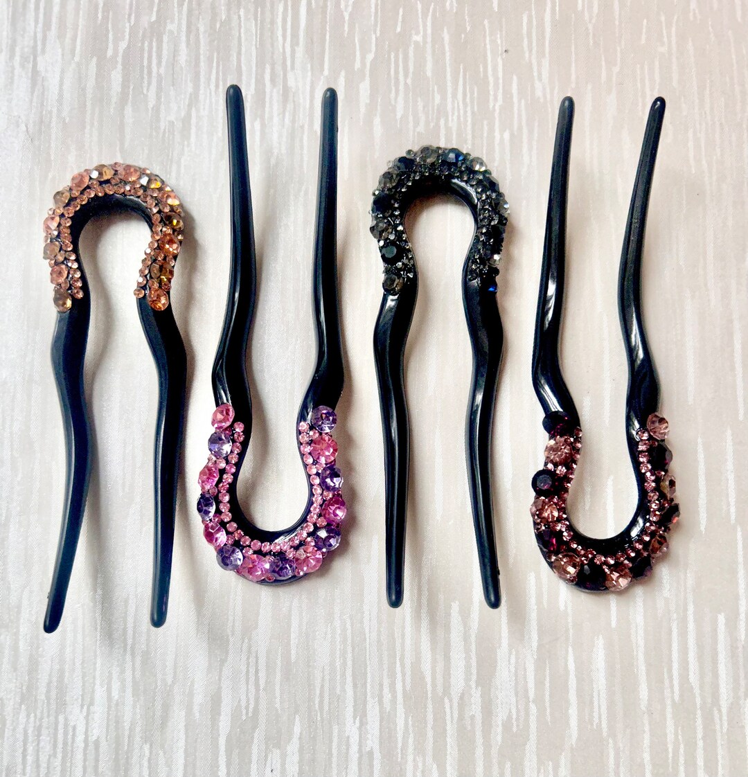 Acetate Plastic Rhinestones Hair Pin Hair Bun Pin Hair Clip Hair ...
