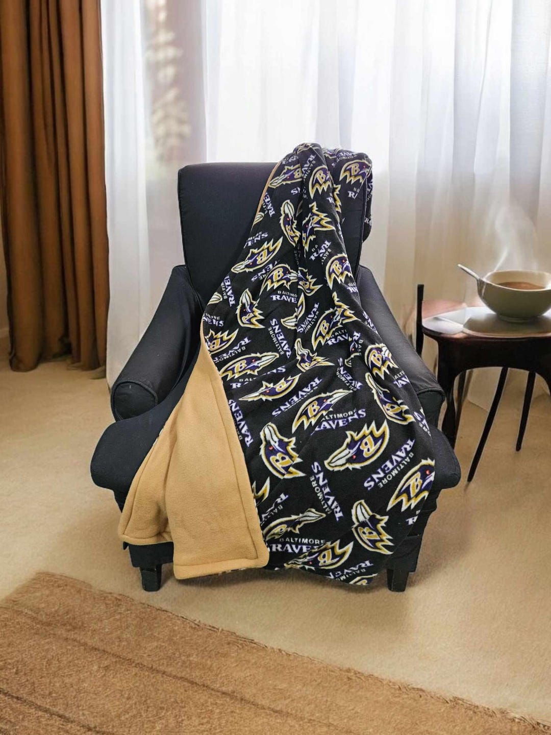 Baltimore Ravens NFL Custom Reversible Fleece Throw Blanket - Etsy