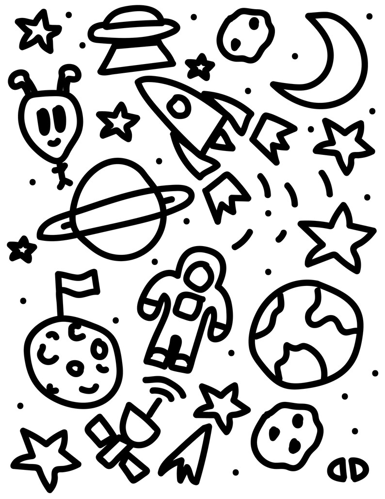 Super Space Doodle Style Downloadable Coloring Page - Etsy